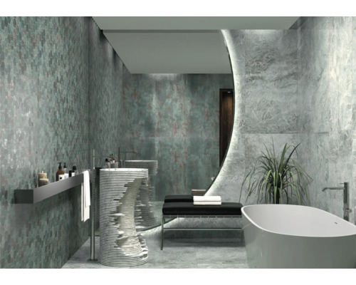 Wand- und Bodenfliese Metal seagreen 60x120 cm matt rektifiziert bei ...